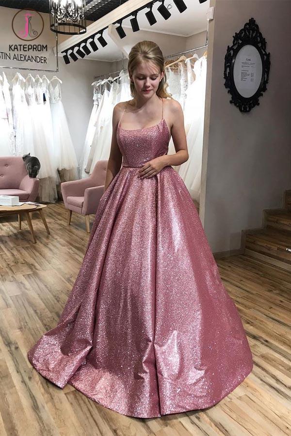 Kateprom A-Line Scoop Spaghetti Straps Sparkle Prom/Evening Dress With ...